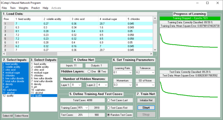 Neural Network Program for Windows - ECstep